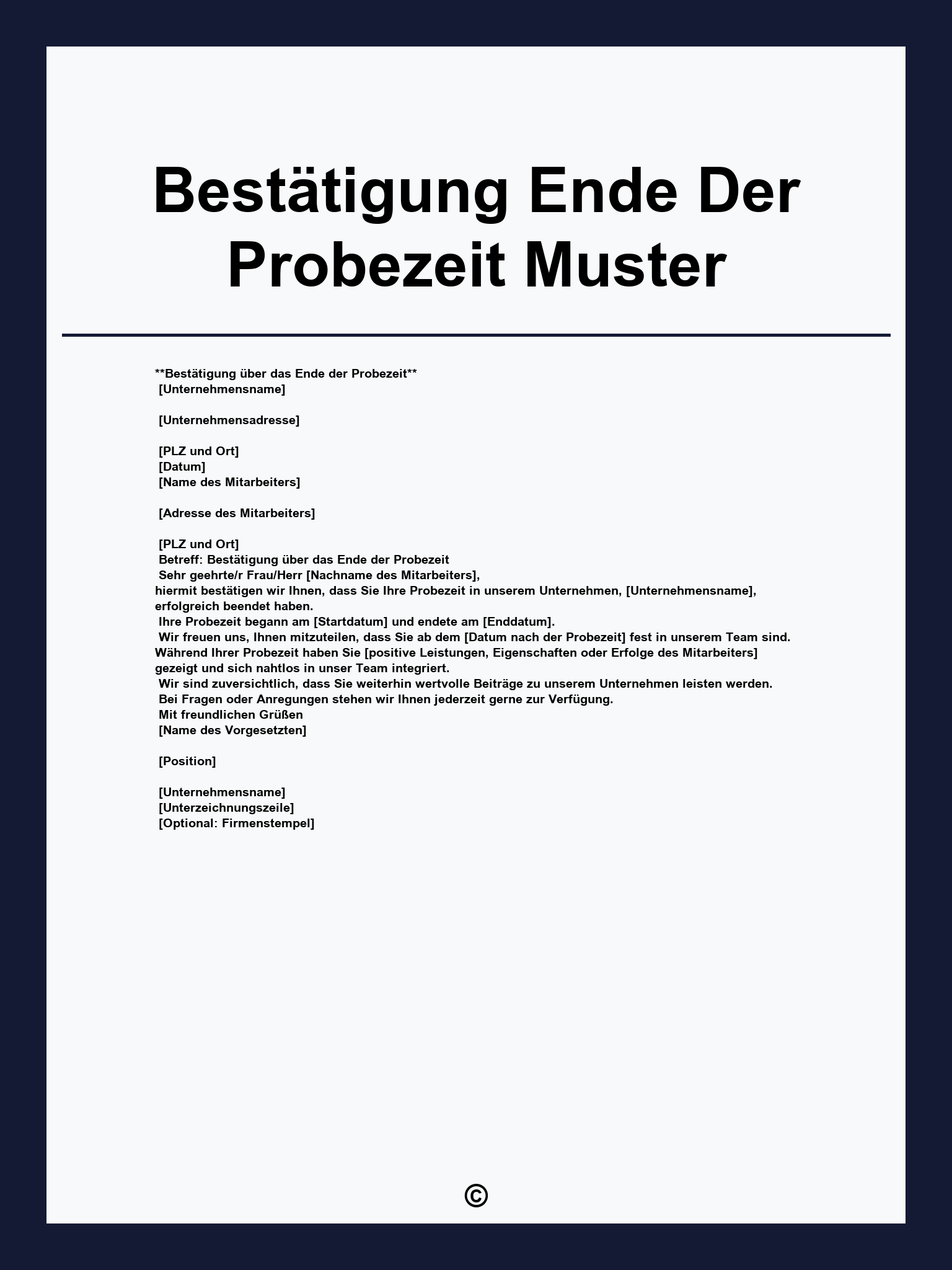 Bestätigung Ende Der Probezeit Muster