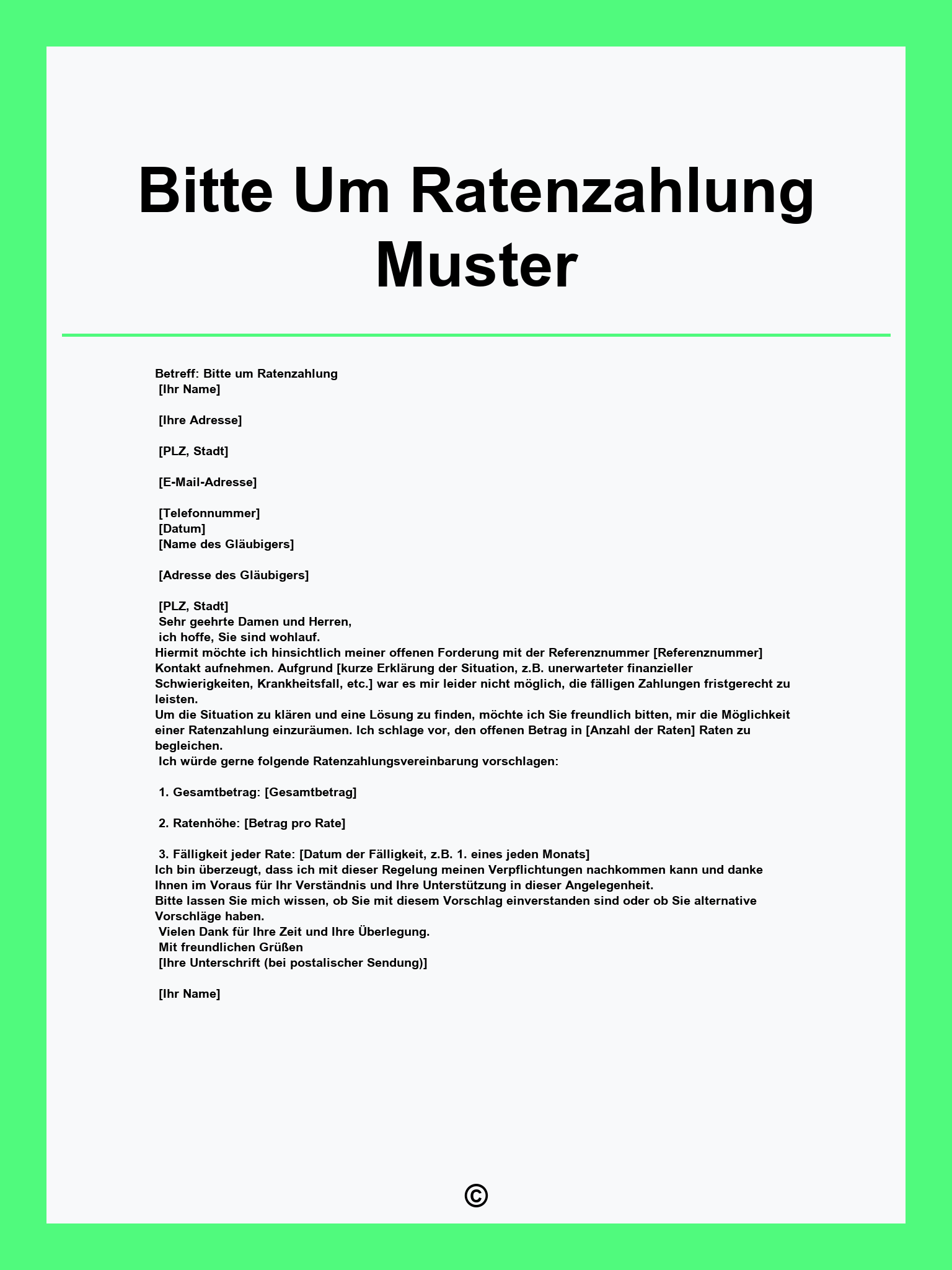 Bitte Um Ratenzahlung Muster