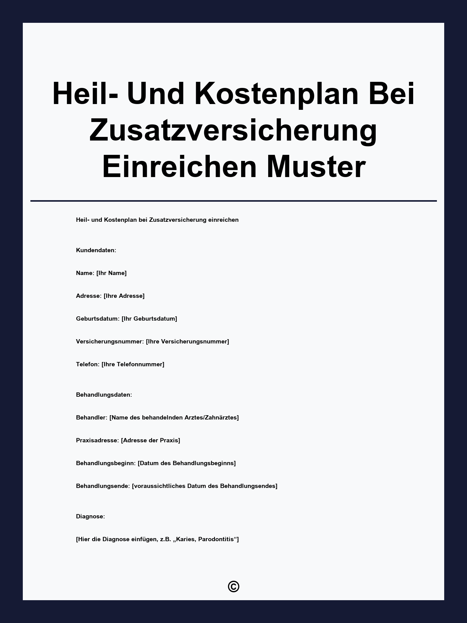 Heil- Und Kostenplan Bei Zusatzversicherung Einreichen Muster
